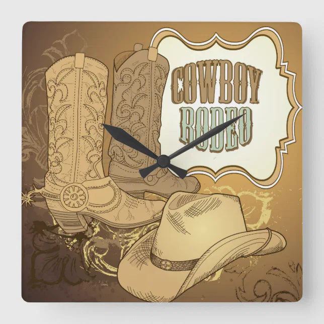 Custom Cowboy Rodeo Wall Clock | Zazzle