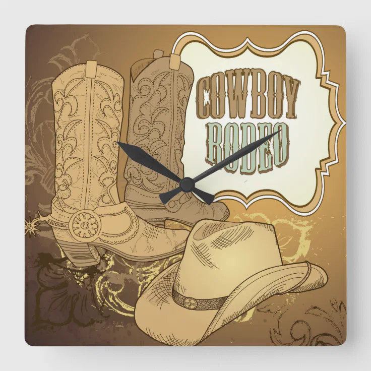 Custom Cowboy Rodeo Wall Clock | Zazzle