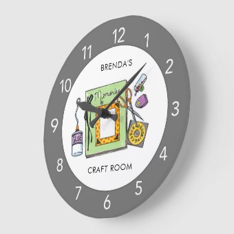 Custom Craft Room|Scrapbook Room Large Clock | Zazzle