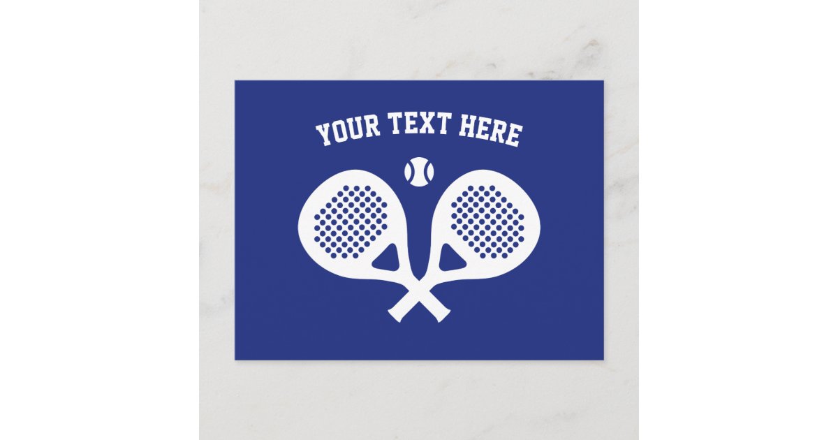 Custom crossed rackets logo padel tennis postcards | Zazzle