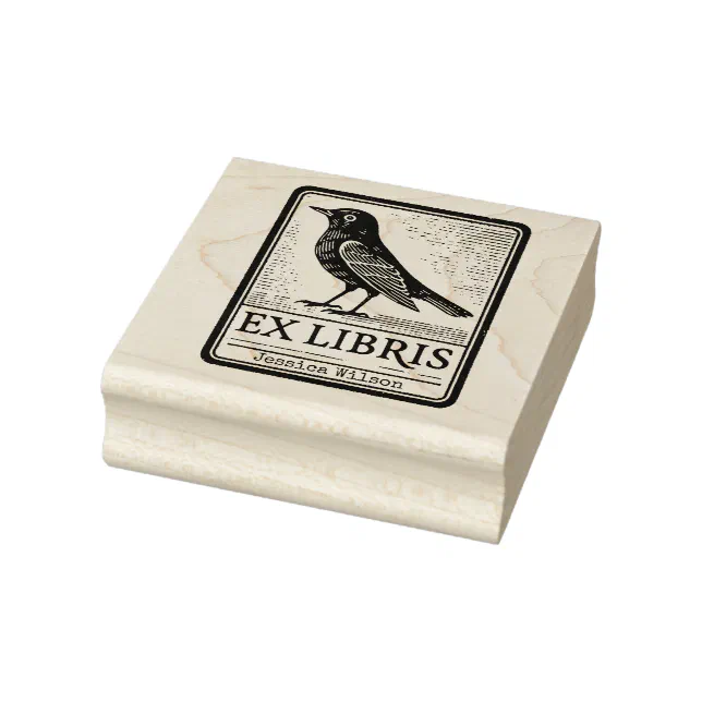 Custom crow raven Exlibris Rubber Stamp | Zazzle
