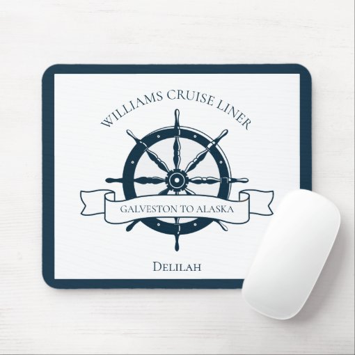 Custom Cruise Ship Nautical Wheel Boat Captain Mouse Pad | Zazzle