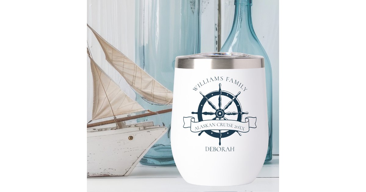 Custom Cruise Ship Nautical Wheel Boat Captain Thermal Wine Tumbler ...
