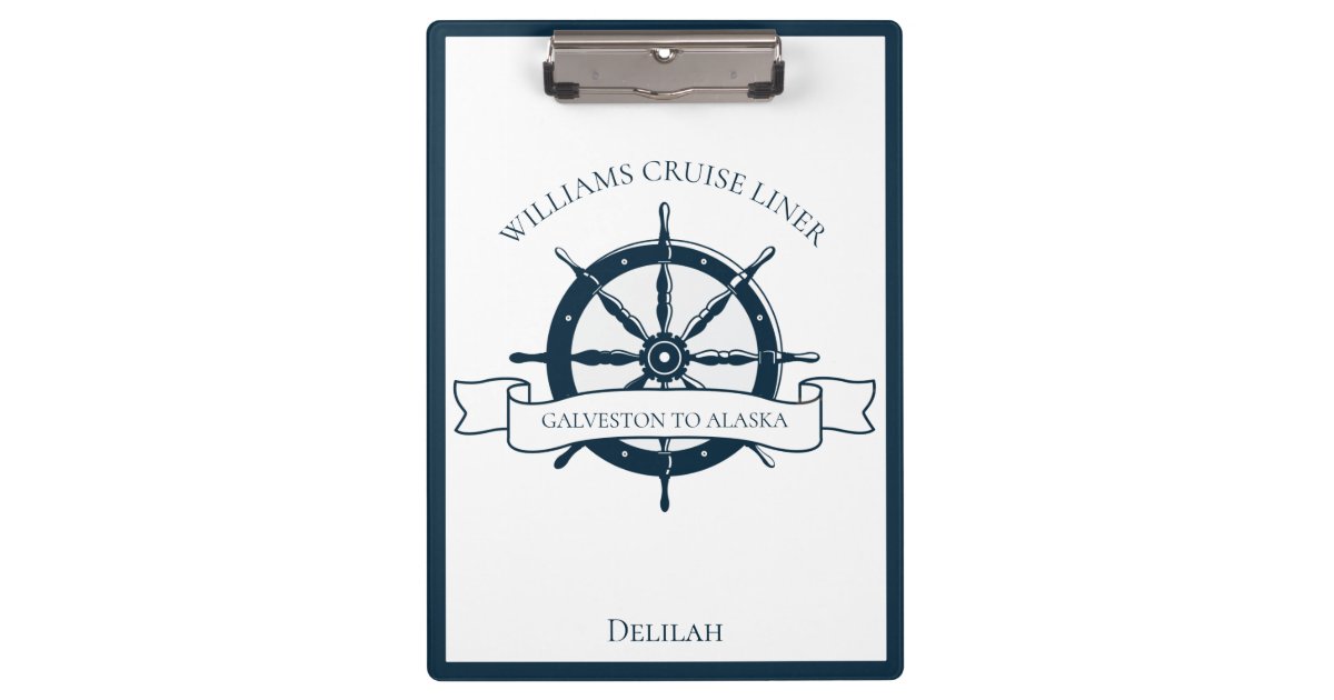 Custom Cruise Ship Nautical Wheel Boat Vacation Clipboard | Zazzle