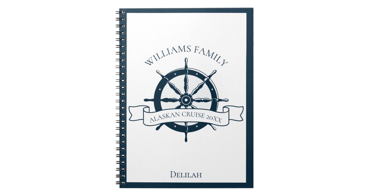 Custom Cruise Ship Nautical Wheel Boat Vacation Notebook | Zazzle