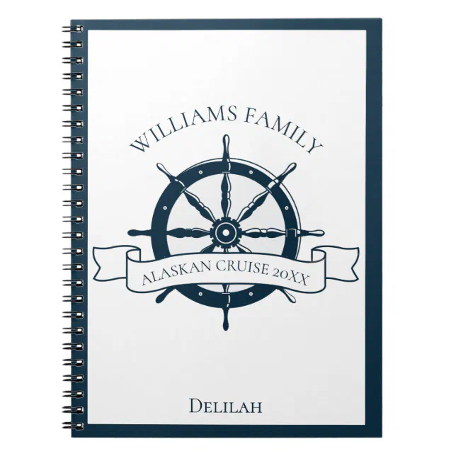 Custom Cruise Ship Nautical Wheel Boat Vacation Notebook | Zazzle