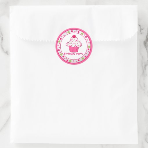 Custom Cupcake Birthday Party Sticker | Zazzle