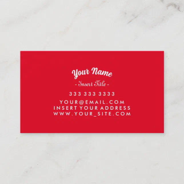 Custom Curved Text Red Background Business Card | Zazzle
