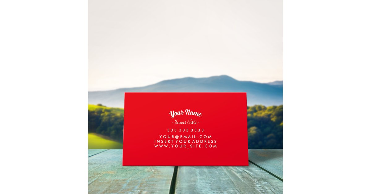 Custom Curved Text Red Background Business Card | Zazzle
