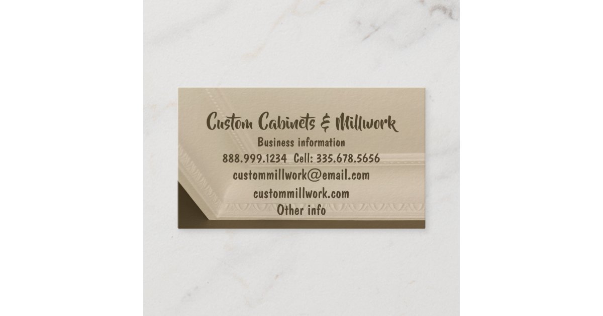 Custom Custom Cabinets & Millwork Business Card | Zazzle