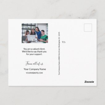 Custom Customer Appreciation Team photo Postcard | Zazzle