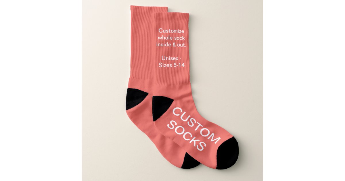 Custom Customizable Large Salmon Pink Socks | Zazzle