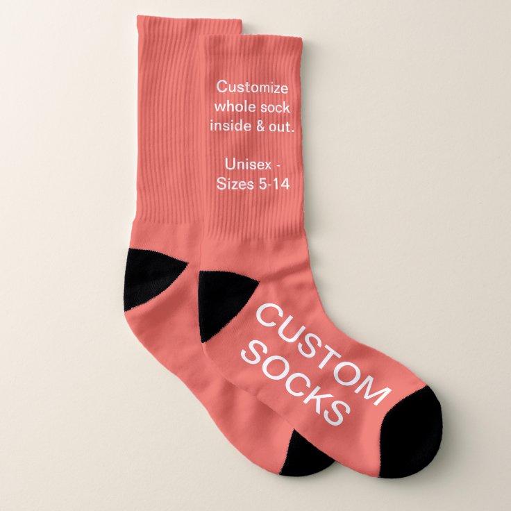 Custom Customizable Large Salmon Pink Socks | Zazzle
