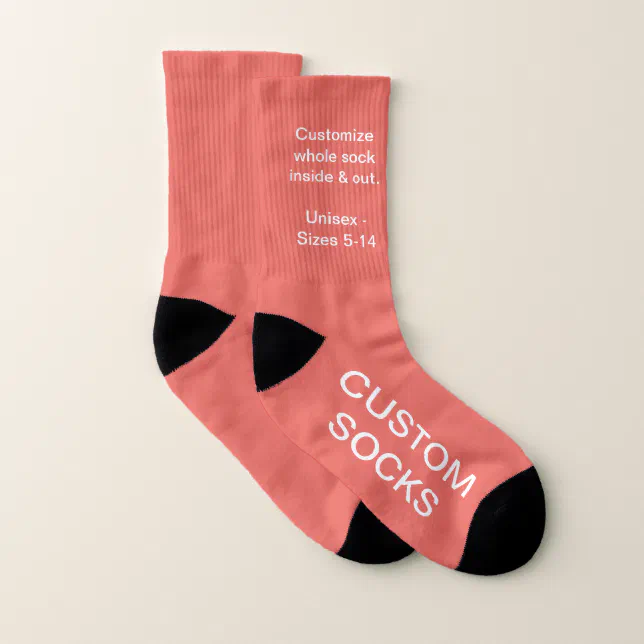 Custom Customizable Large Salmon Pink Socks | Zazzle