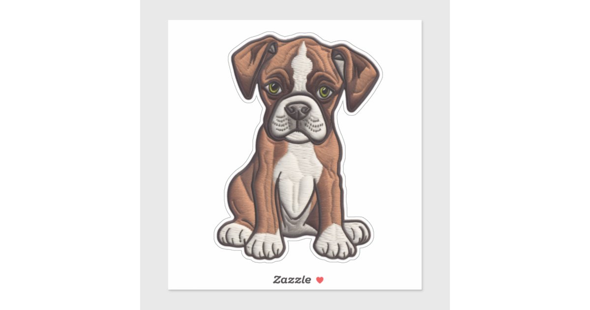 CUSTOM CUT Boxer Dog Digital Patch Sticker | Zazzle