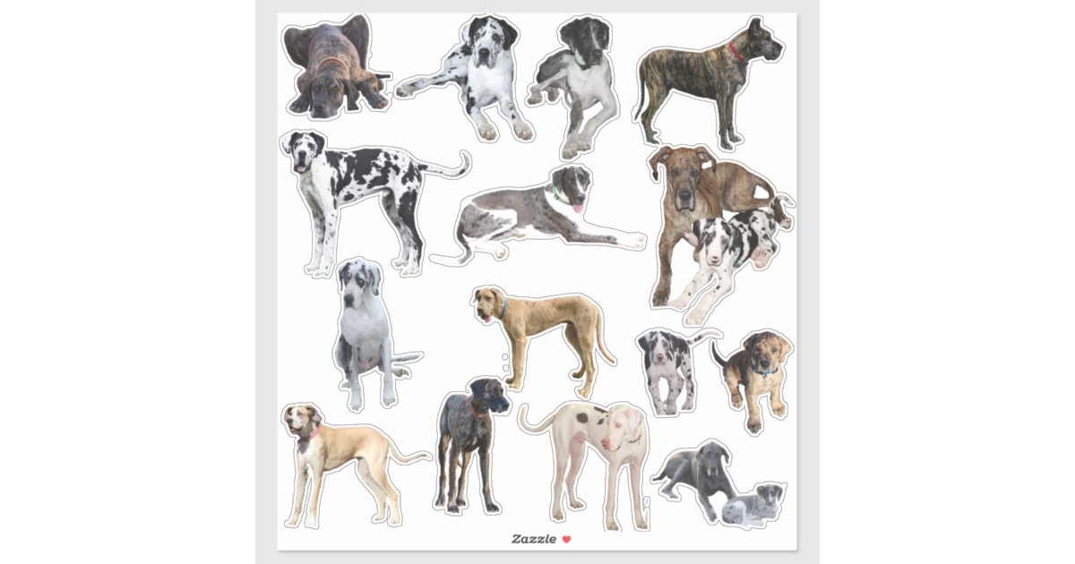 Custom-Cut Vinyl Stickers Great Danes | Zazzle