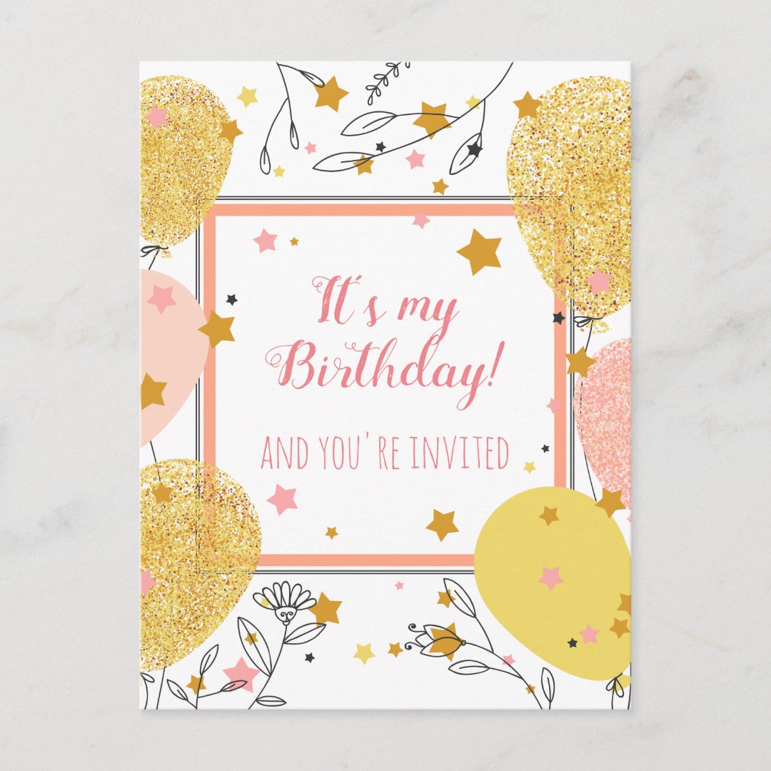 custom cute birthday party invitation postcard | Zazzle