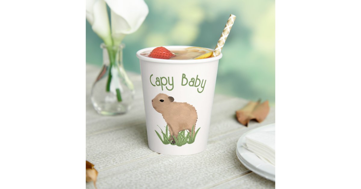 Custom Cute Capybara Pun Capy Baby Illustration Paper Cups | Zazzle
