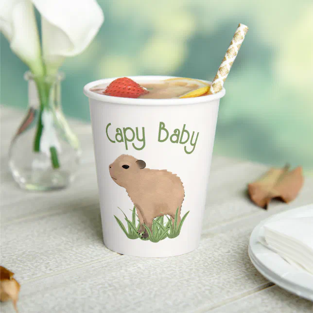 Custom Cute Capybara Pun Capy Baby Illustration Paper Cups | Zazzle