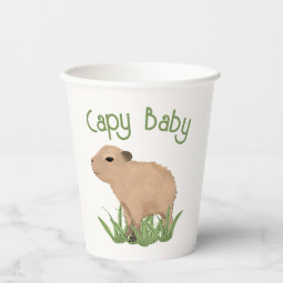 Custom Cute Capybara Pun Capy Baby Illustration Paper Cups | Zazzle
