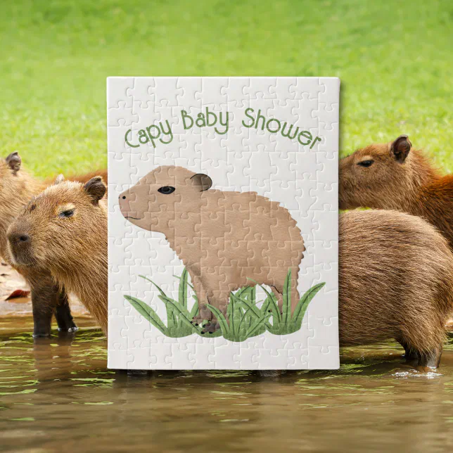 Custom Cute Capybara Pun Capy Baby Shower Jigsaw Puzzle | Zazzle