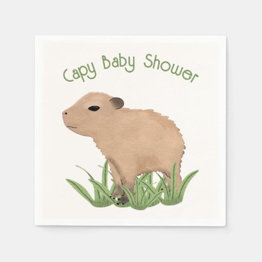 Custom Cute Capybara Pun Capy Baby Shower Napkins | Zazzle