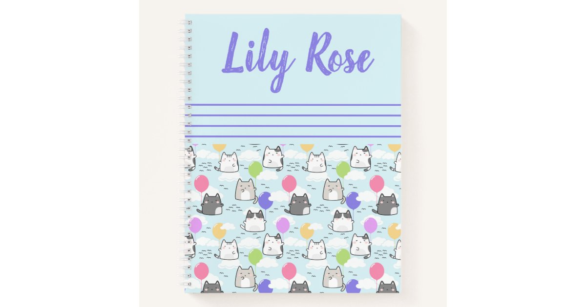Custom Cute Cats Pattern Kid's Notebook | Zazzle