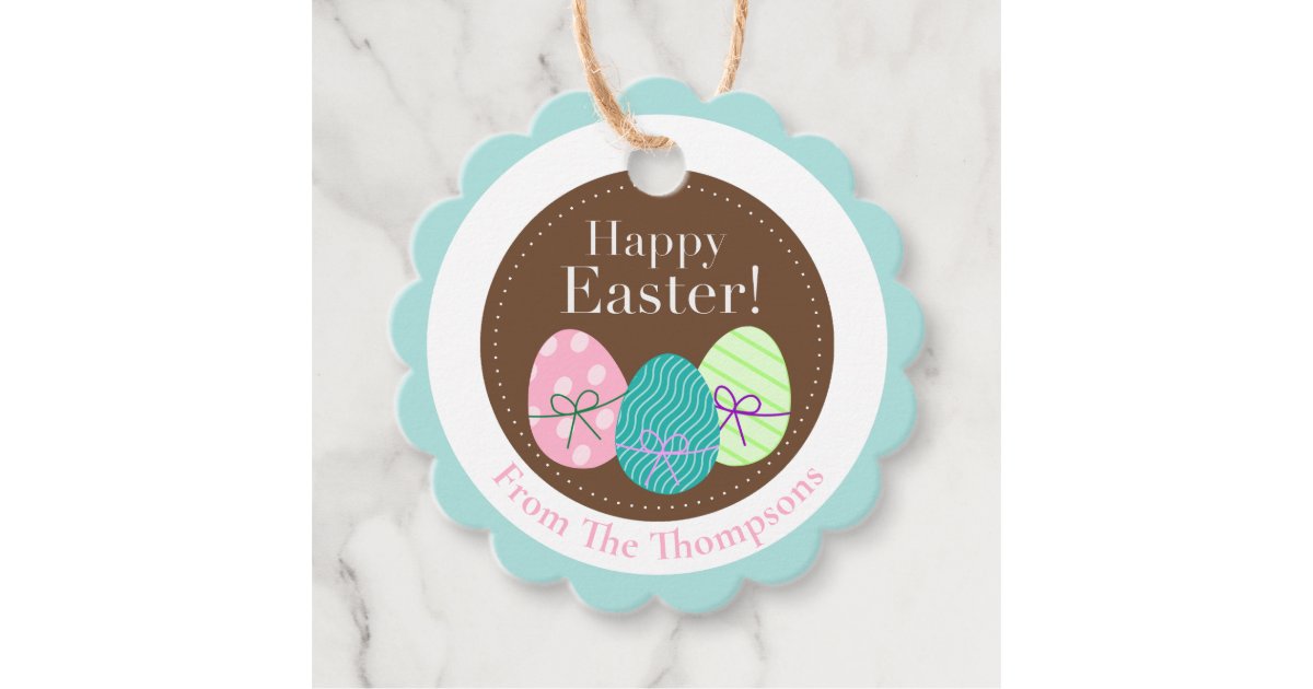 Custom Cute Colorful Happy Easter Eggs Favor Tags | Zazzle