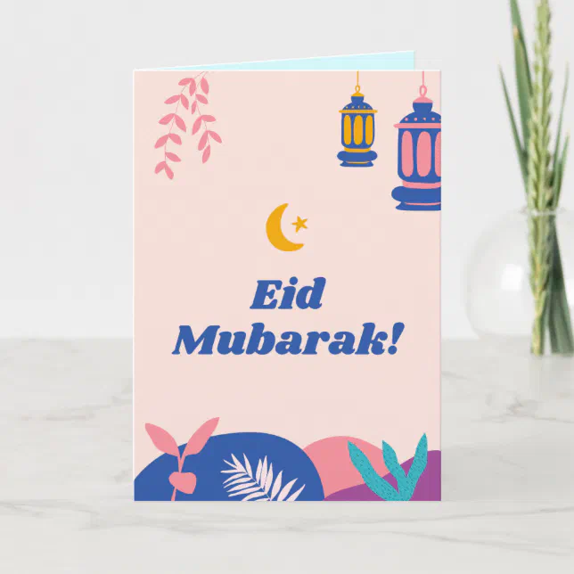 Custom Cute Colorful Modern Eid Mubarak Card | Zazzle