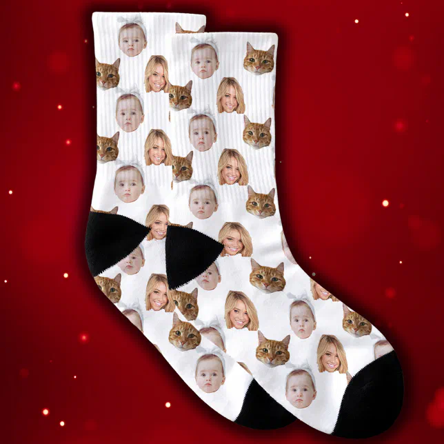 Custom Cute Family Face 3 Photos Socks | Zazzle