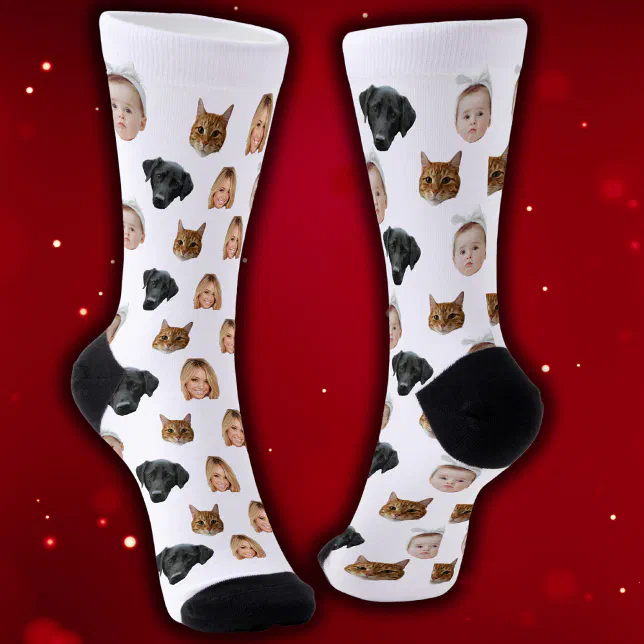 Custom Cute Family Face 4 Photos Socks | Zazzle
