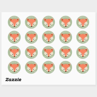 Custom Cute Fox Face Classic Round Sticker | Zazzle