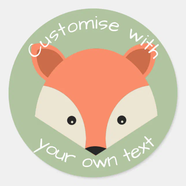 Custom Cute Fox Face Classic Round Sticker | Zazzle