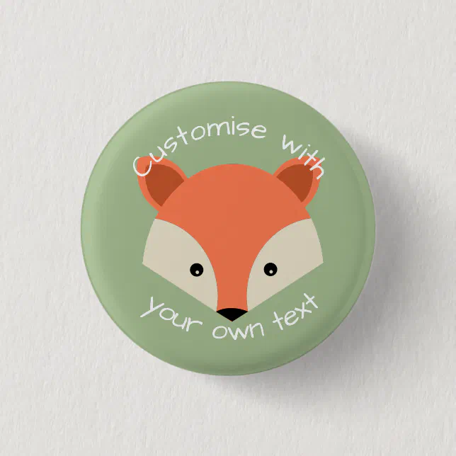 Custom Cute Fox Face Pinback Button | Zazzle
