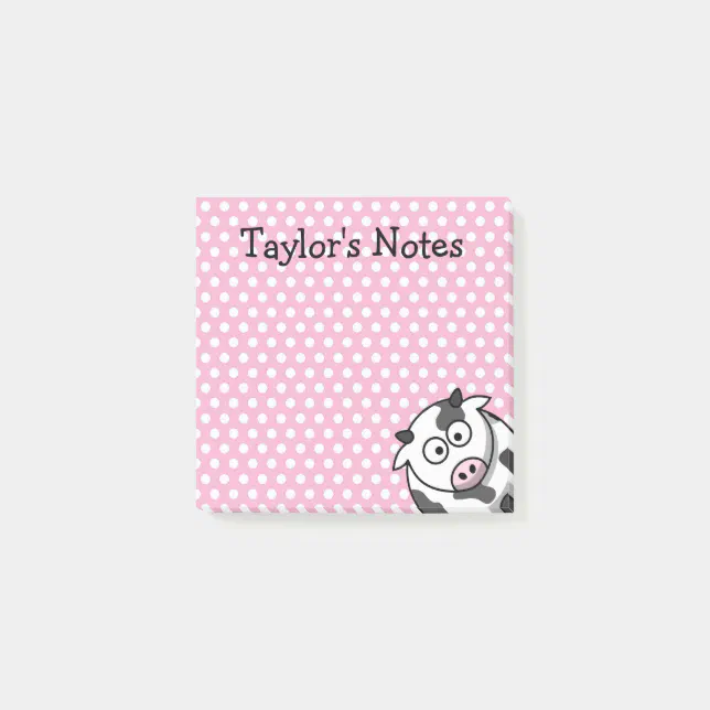 Custom Cute Funny Cartoon Cow Post-it Notes | Zazzle