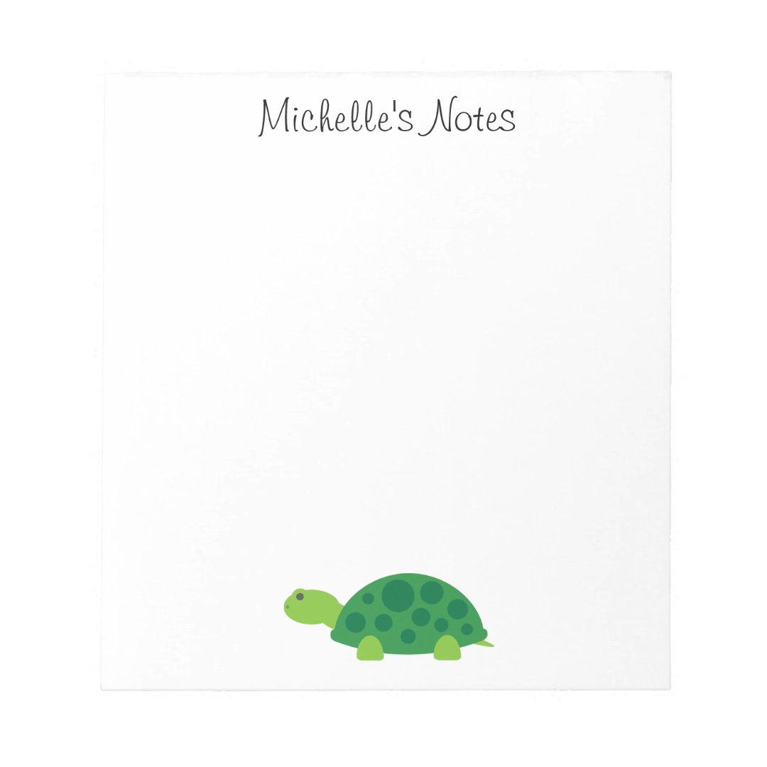 Custom cute green turtle animal design notepad | Zazzle