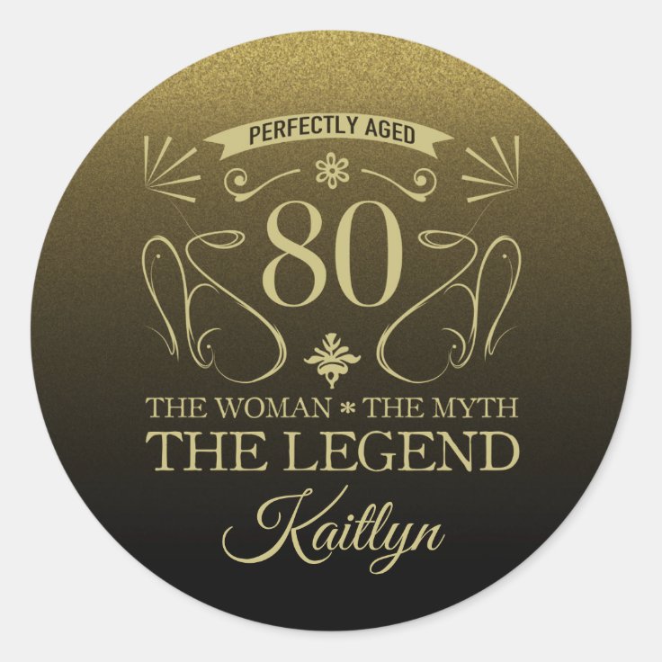 Custom Cute Happy 80th Birthday Classic Round Sticker | Zazzle