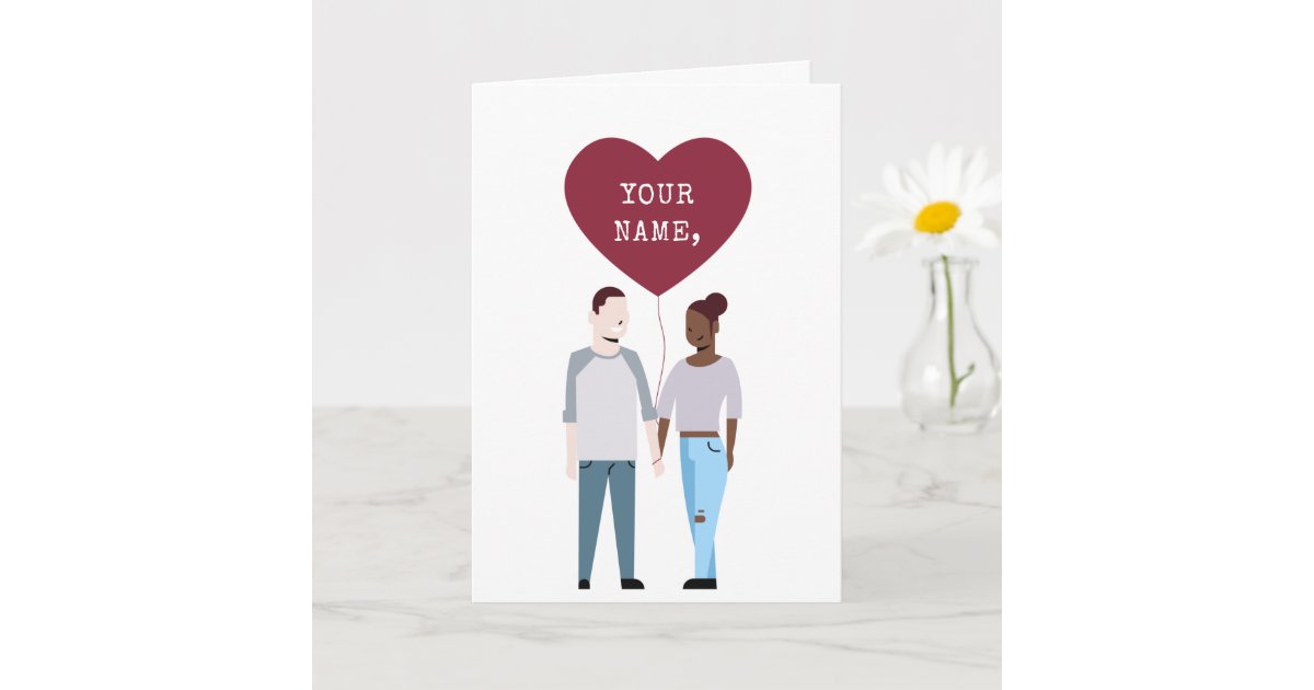 Custom Cute Illustration Couple Valentine's Card | Zazzle