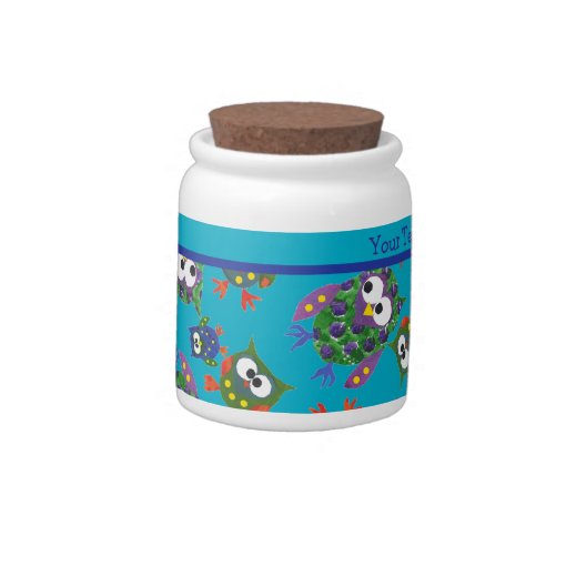 Custom Cute Owls Storage Jar, Turquoise Candy Jar | Zazzle