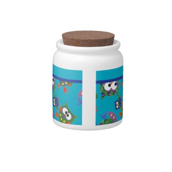 Custom Cute Owls Storage Jar, Turquoise Candy Jar | Zazzle