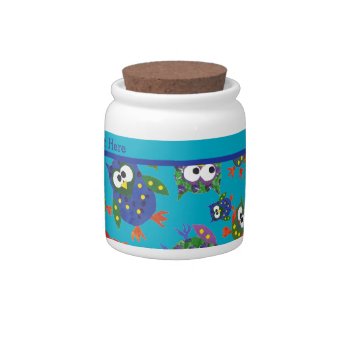 Custom Cute Owls Storage Jar, Turquoise Candy Jar | Zazzle