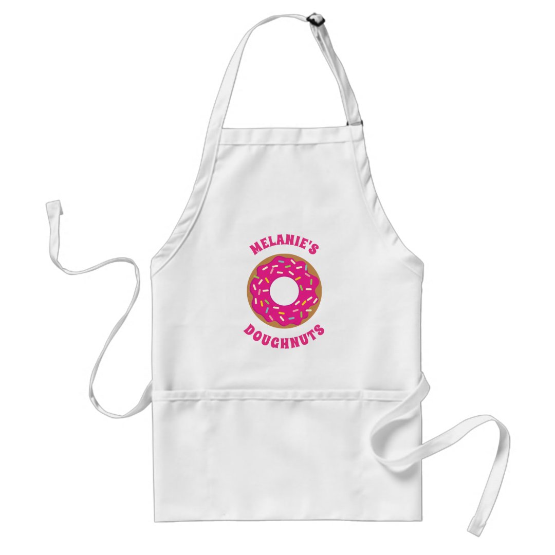 Custom cute pink donut baking apron for women | Zazzle