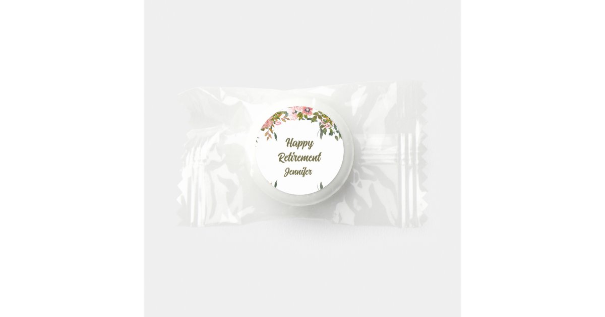 Custom Cute Pink Floral Greenery Happy Retirement Life Saver® Mints ...