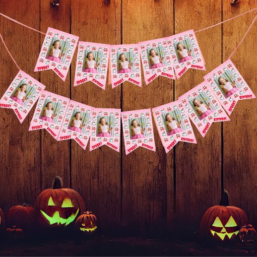 Custom Cute Spooky Ghost Theme Birthday Party Bunting Flags | Zazzle