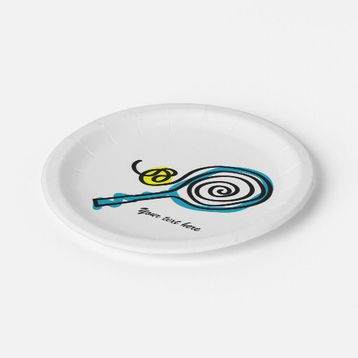 Custom cute tennis racket Birthday party plates | Zazzle