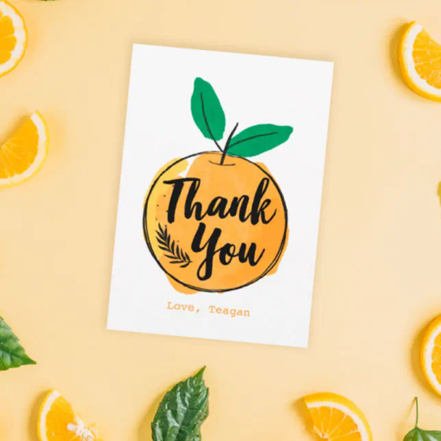 Custom Cutie Orange Thank You Card | Zazzle