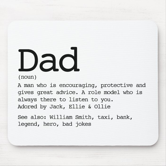 Custom Dad Definition Black And White Mouse Pad | Zazzle.com