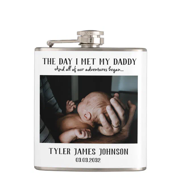 Custom Daddy Photo First Father's Day Flask | Zazzle