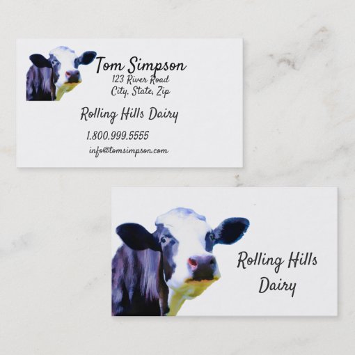 Custom Dairy Farm Cow Milk Business Card | Zazzle