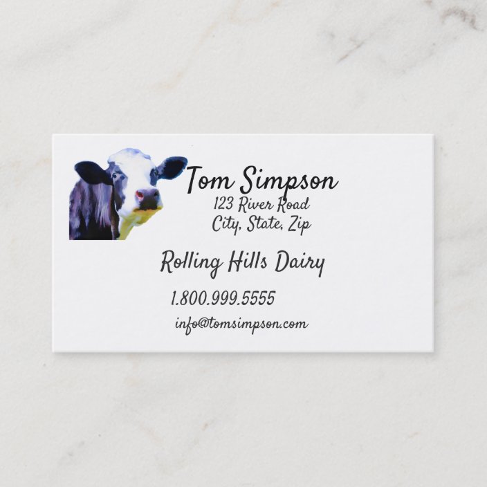 Custom Dairy Farm Cow Milk Business Card | Zazzle.com